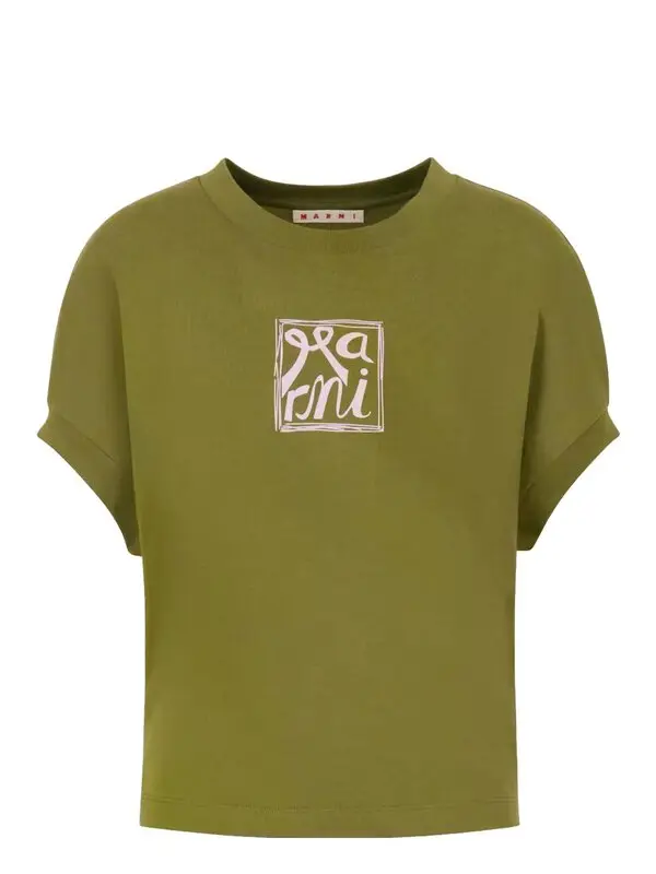 Marni Cuffed Logo-print T-shirt - Green