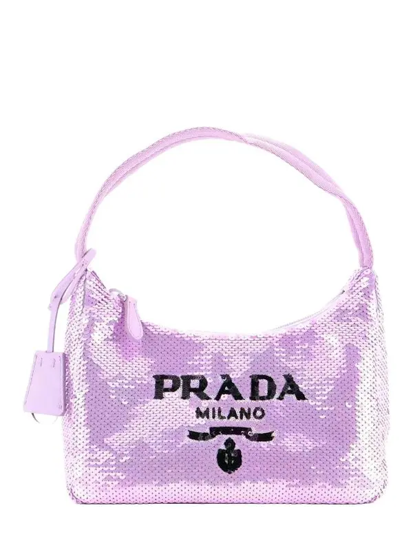 Prada Re-edition 2000 Sequins Mini Hobo Bag - Purple