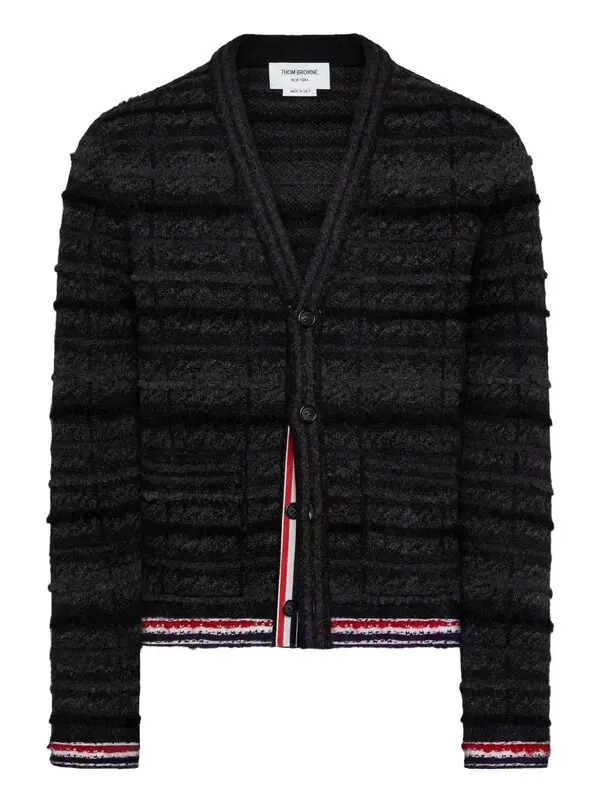Thom Browne Tartan-jacquard Cardigan - Black