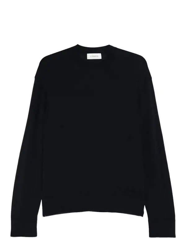 LANEUS Logo-detail Crew Neck Sweater - Blue
