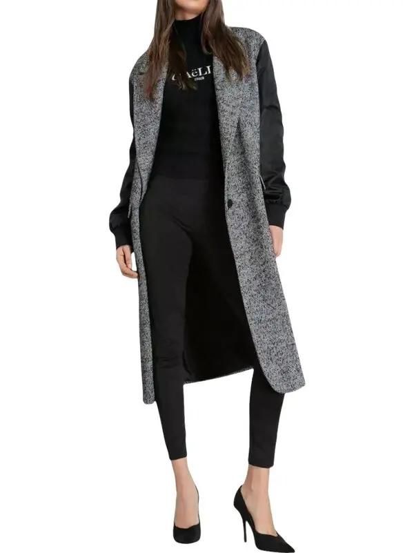 GAELLE Herringbone Sleeve Coat - Grey