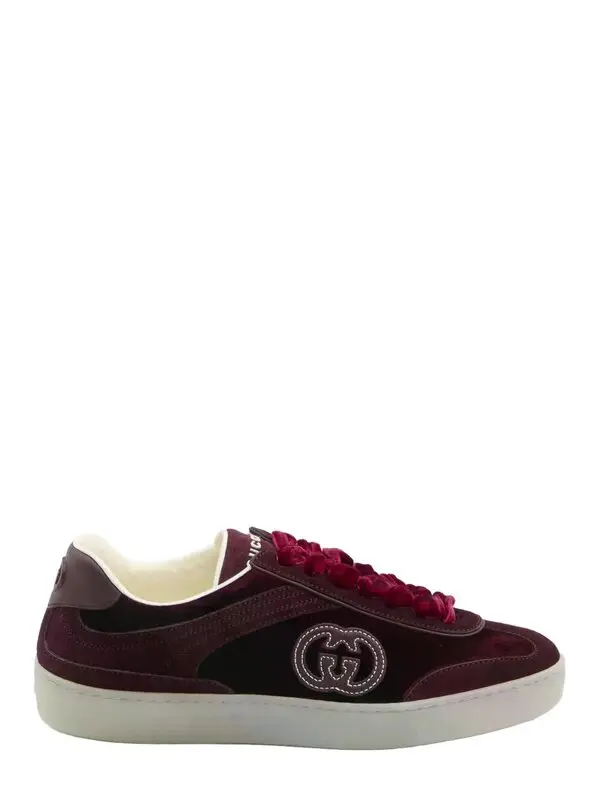 Gucci Gg-logo Velvet-effect Sneakers - Red