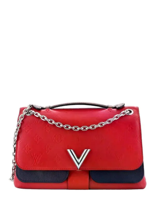 LOUIS VUITTON Chain Bag Monogram Leather Shoulder Bag - Red