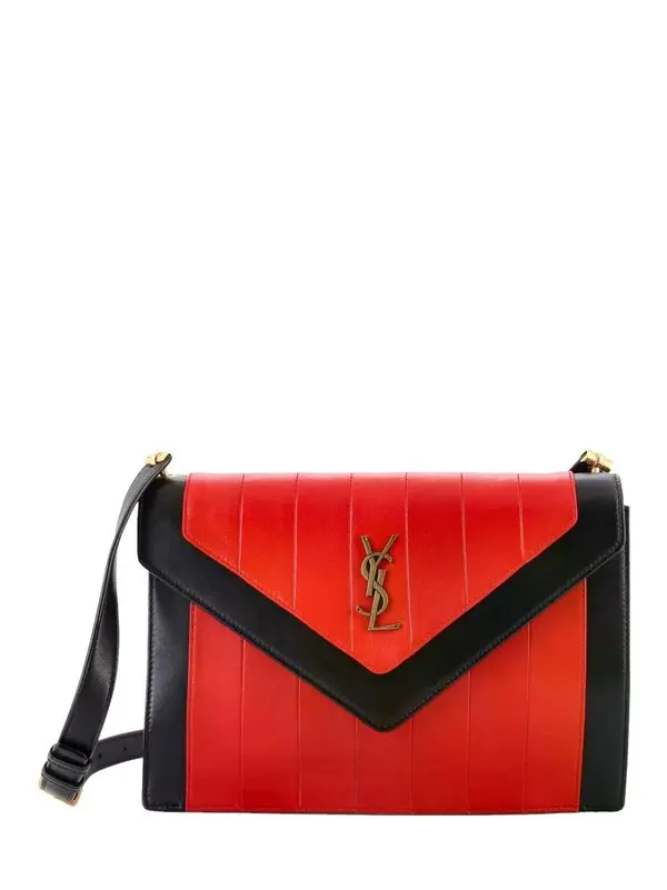 Saint Laurent Gaby Envelope Satchel Vertical Quilted Leather Shoulder Bag - Red