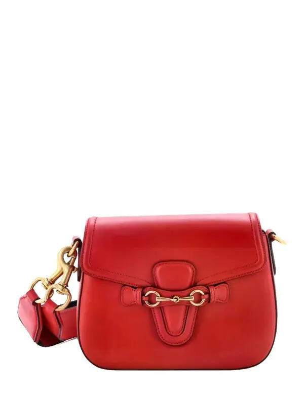 Gucci Lady Web Leather Medium Shoulder Bag - Red