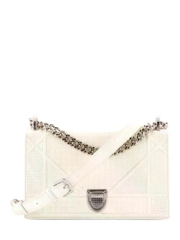 Dior Diorama Flap Bag Cannage Embossed Calfskin Small - White
