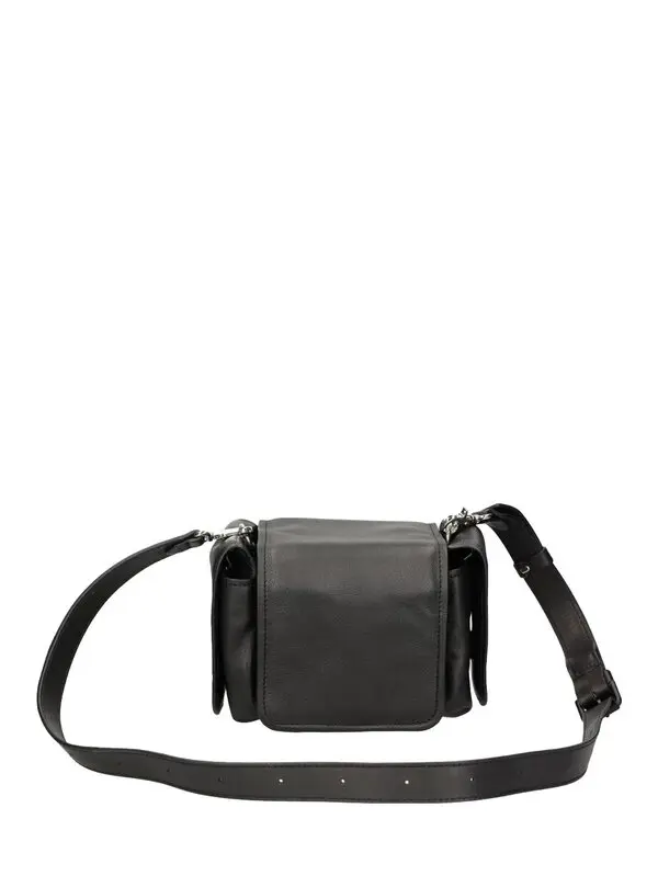 VIC MATIE Leather Crossbody Bag With Logo Lettering - Black