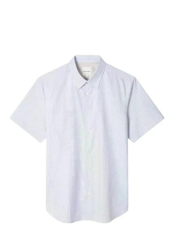 Paul Smith Short-sleeve Buttoned Geo Stripe Shirt - Blue