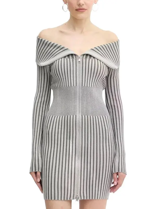 Guess Striped Zip-fastening Mini Dress - Grey