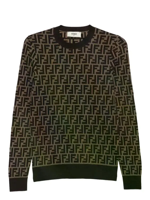 Fendi Logo Pattern Sweater - Brown