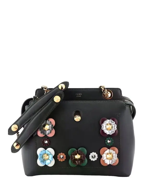 Fendi Flowerland Dotcom Convertible Embellished Leather Small Satchel - Green