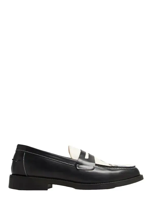 DUKE + DEXTER Snake-print Leather Loafers - Black