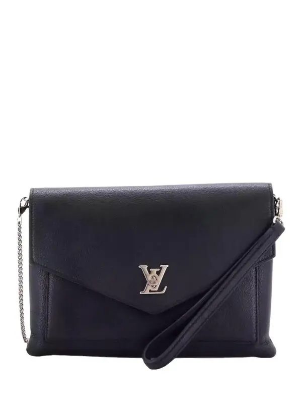 LOUIS VUITTON Mylockme Pochette Leather Clutch - Black