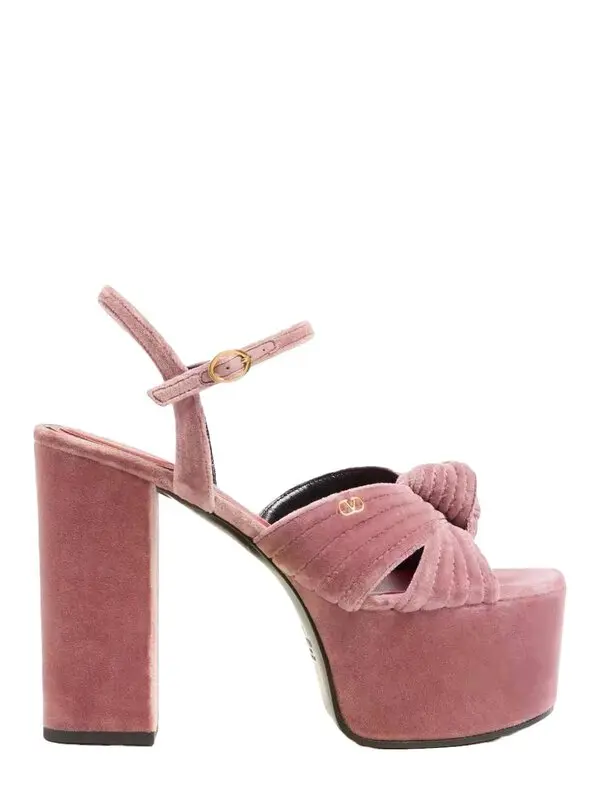 Valentino Garavani Crasher Velvet Platform Sandals - Pink