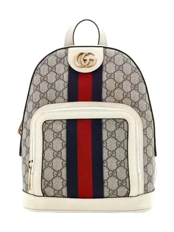 Gucci Ophidia Gg Coated Canvas And Leather Small Backpack - Neutrals