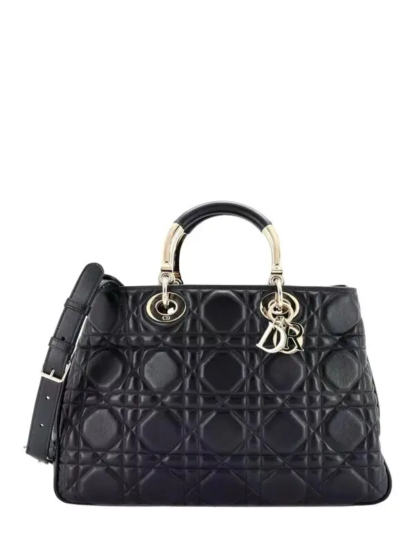 Dior Lady 95.22 Embossed Leather Large Tote Bag - Black