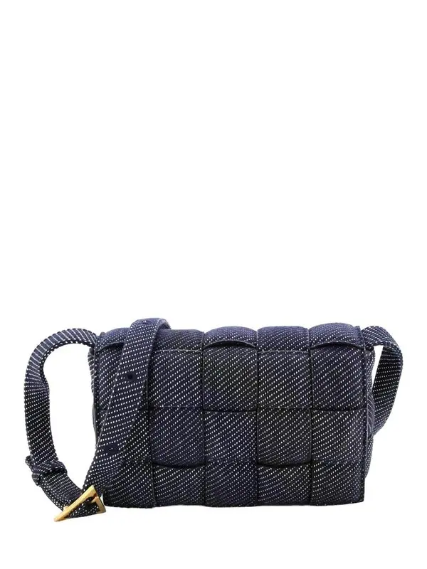 Bottega Veneta Cassette Padded Maxi Intrecciato Denim Crossbody Bag - Blue