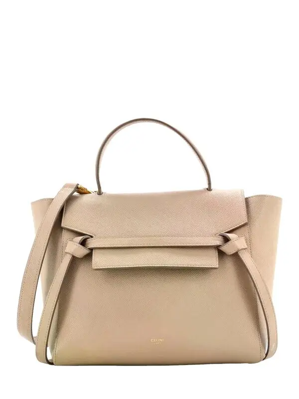 Celine Textured Leather Micro Belt Bag Satchel - Neutrals