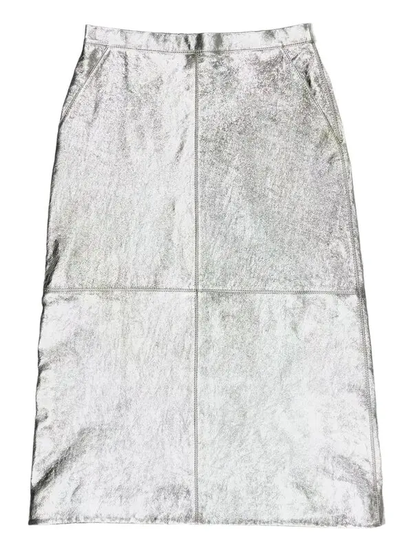 Bimba Y Lola Panelled Suede Midi Skirt - Silver