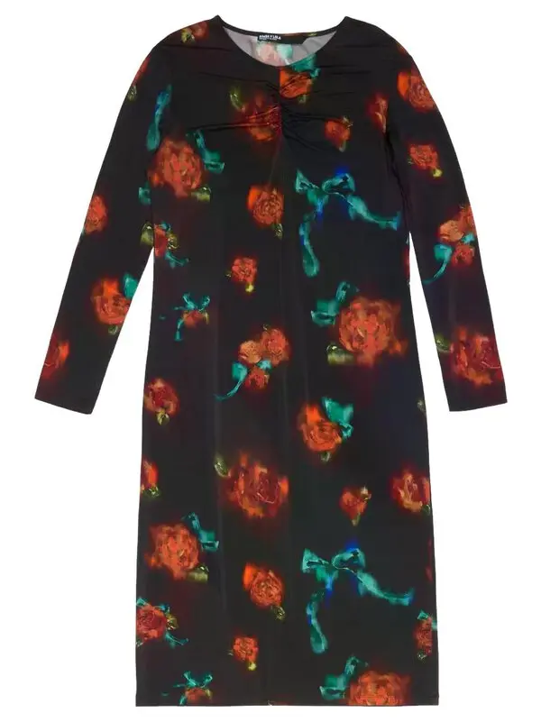 Bimba Y Lola Floral-pattern Midi Dress - Black