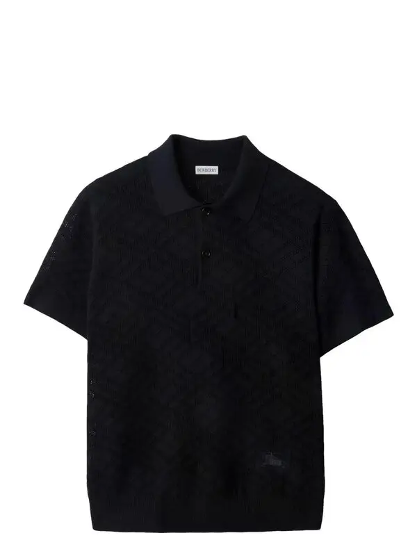 Burberry Check-wool Polo Shirt - Blue
