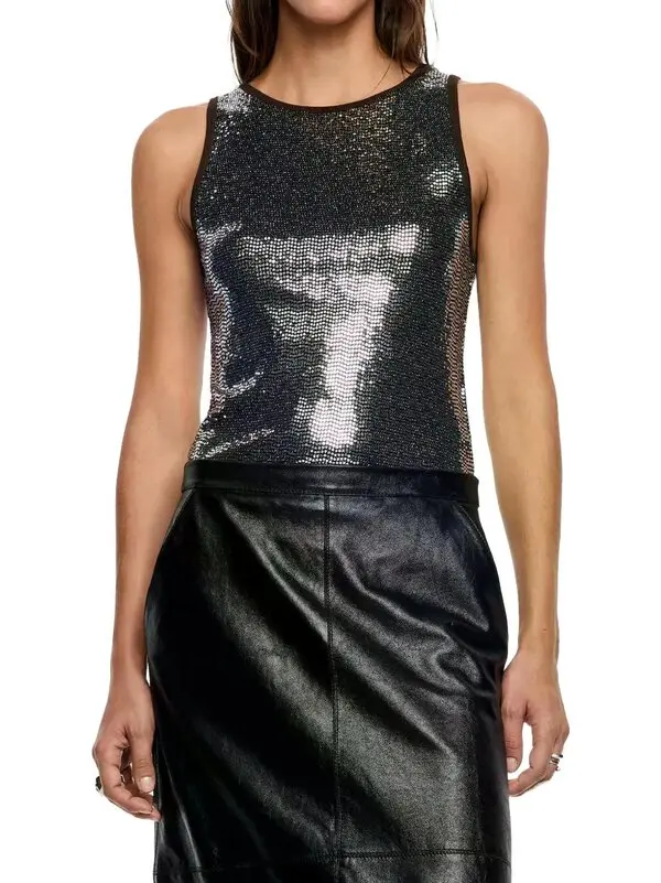 Bimba Y Lola Sleeveless Sequin Top - Silver