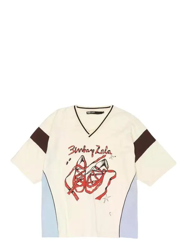 Bimba Y Lola Graphic V-neck T-shirt - Neutrals