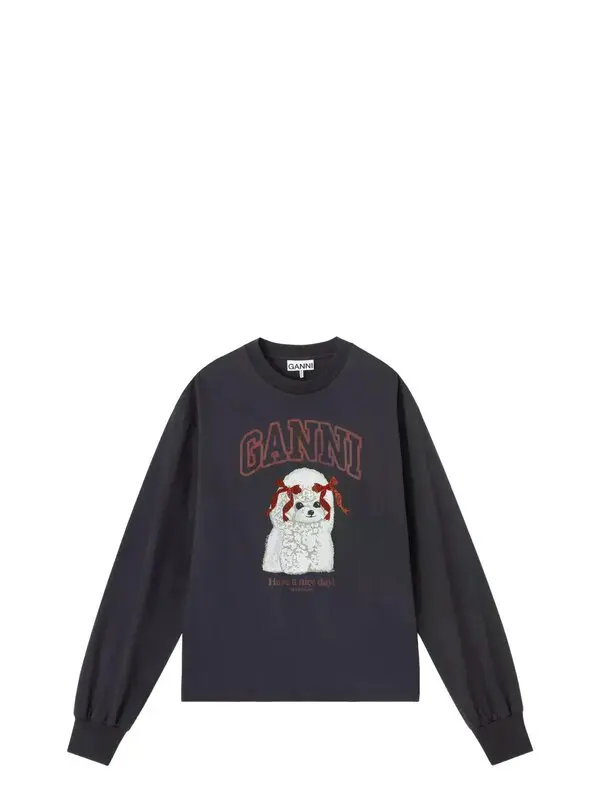 GANNI Long-sleeve Graphic Sweatshirt - Grey