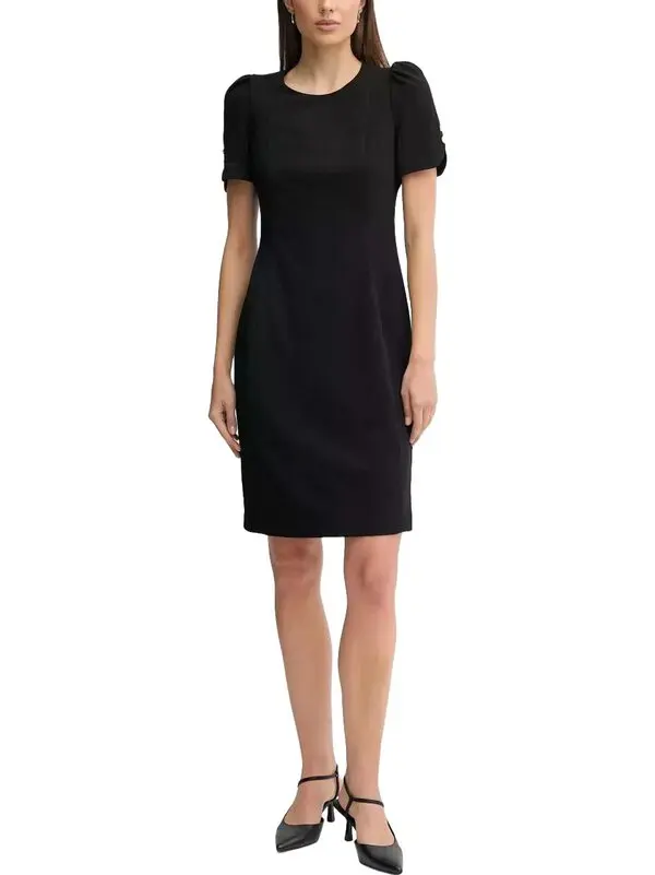 Dkny Puff-sleeve Mini Dress - Black