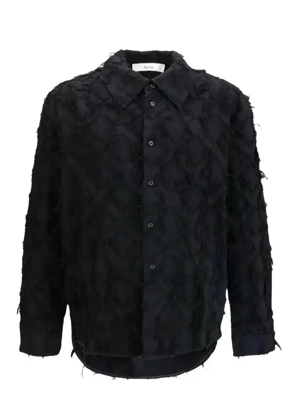 Séfr Fringed Twill Long-sleeve Shirt - Black