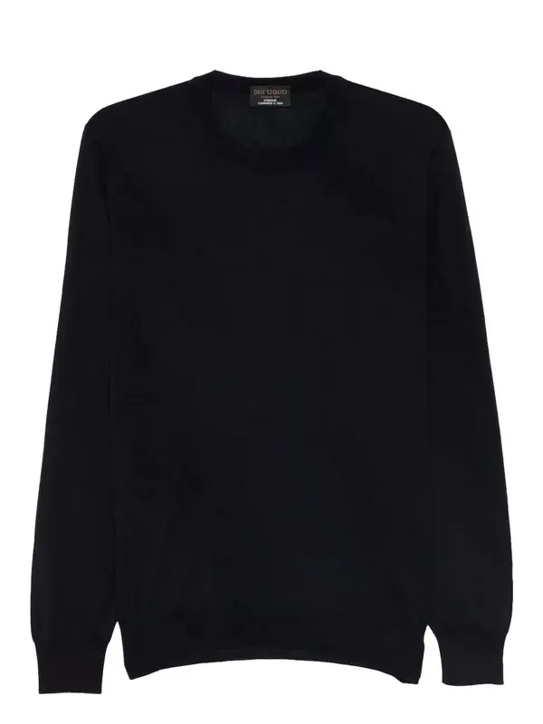 DELL'OGLIO Crew Neck Paneled Sweater - Blue