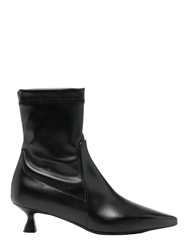 ANNA F. 50mm Leather Ankle Boots - Black
