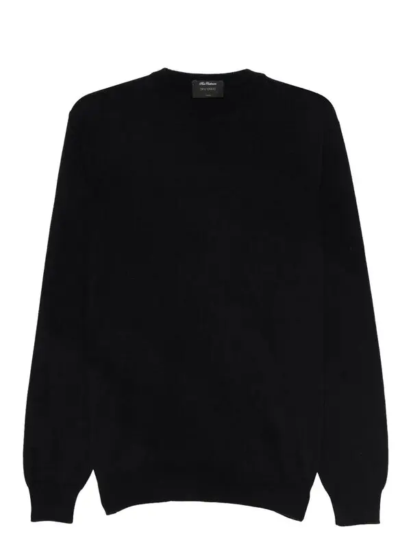 DELL'OGLIO Crew Neck Fine Knit Sweater - Blue