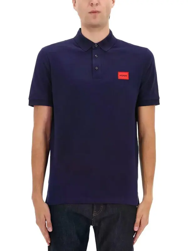 Hugo Logo-patch Polo Shirt - Blue