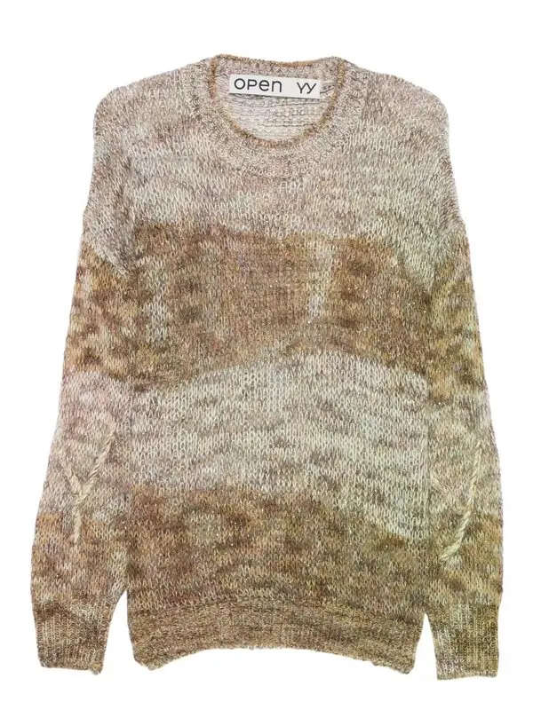 OPEN YY Shimmer Striped Sweater - Neutrals
