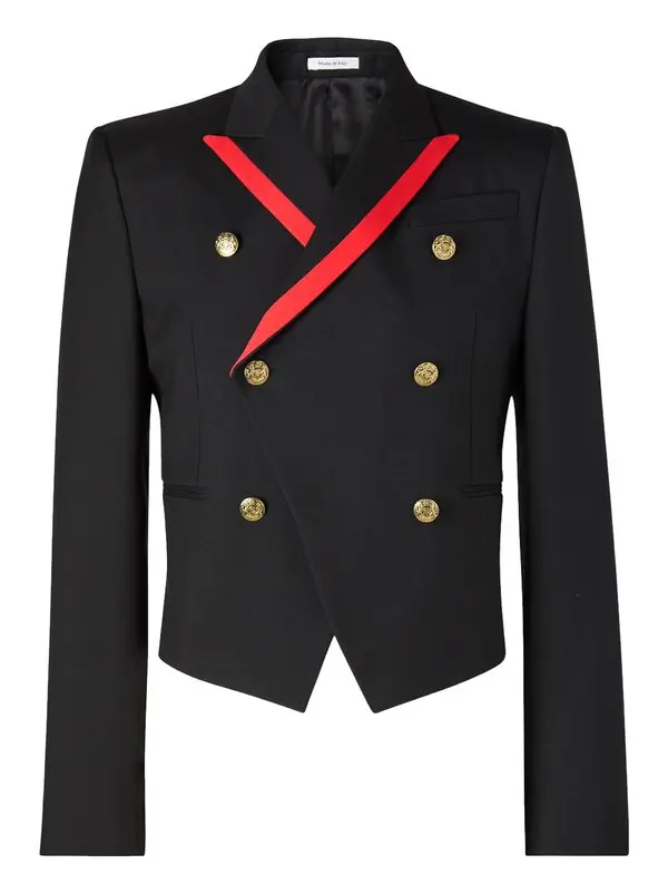 Alexander McQueen Slim-fit Double-breasted Grosgrain-trimmed Wool-twill Blazer - Black