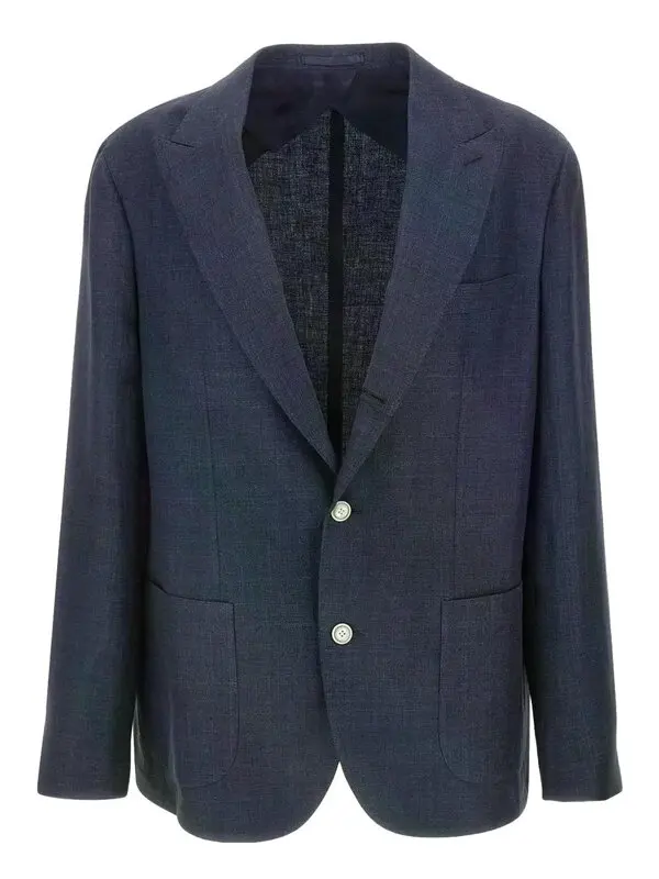 BARBA NAPOLI Peak-lapel Patch-pocket Blazer - Blue