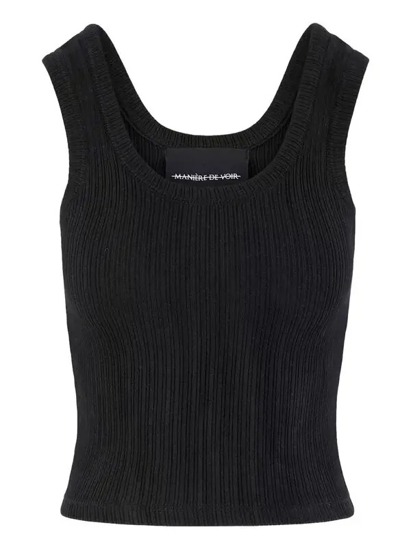 Manière De Voir Liane Ribbed Tank Top - Black