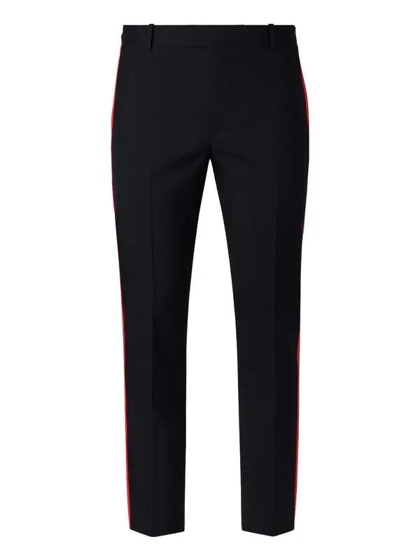 Alexander McQueen Slim-fit Straight-leg Pleated Wool Trousers - Black