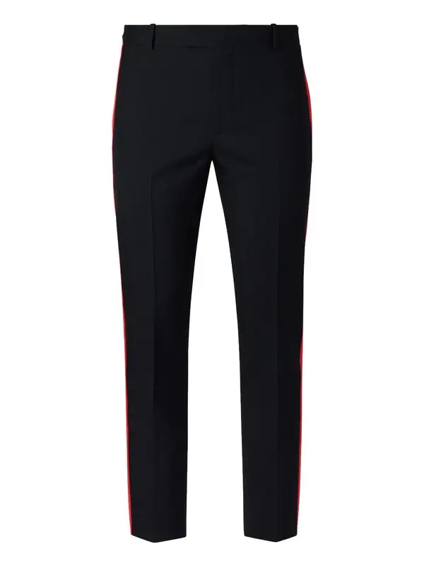 Alexander McQueen Slim-fit Straight-leg Pleated Wool Trousers - Black