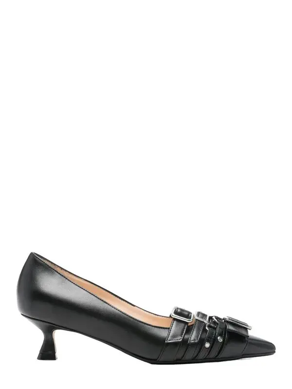 ANNA F. 45mm Buckled-strap Point-toe Pumps - Black