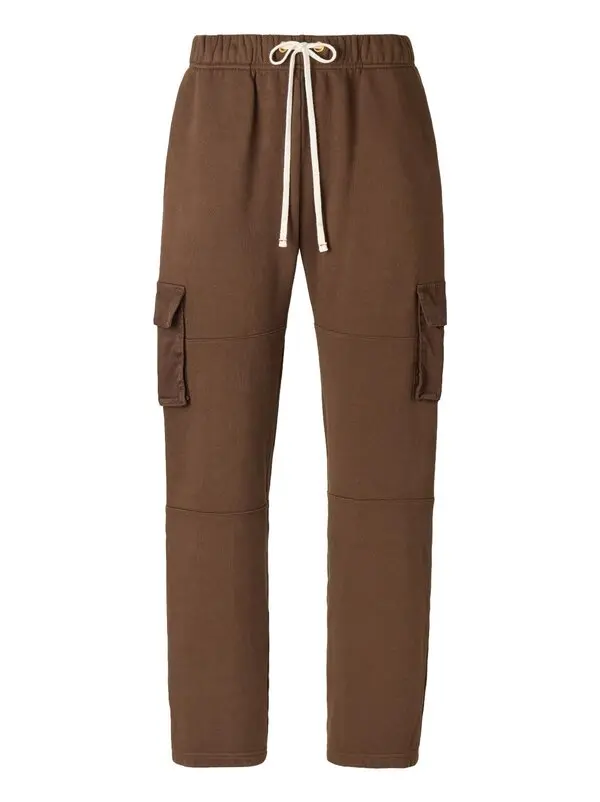 LES TIEN Straight-leg Cotton-jersey Cargo Trousers - Brown