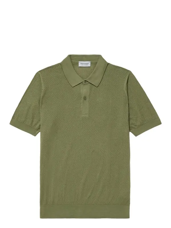 John Smedley Calun Pointelle-knit Sea Island Cotton Polo Shirt - Green