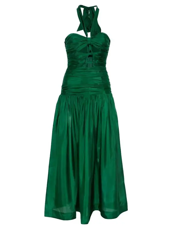 Zimmermann Halter Ruched Midi Dress - Green
