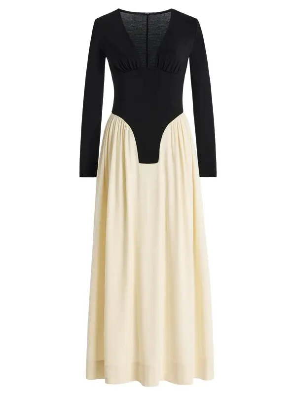 Bevza Fiona Jersey Maxi Dress - Black,white