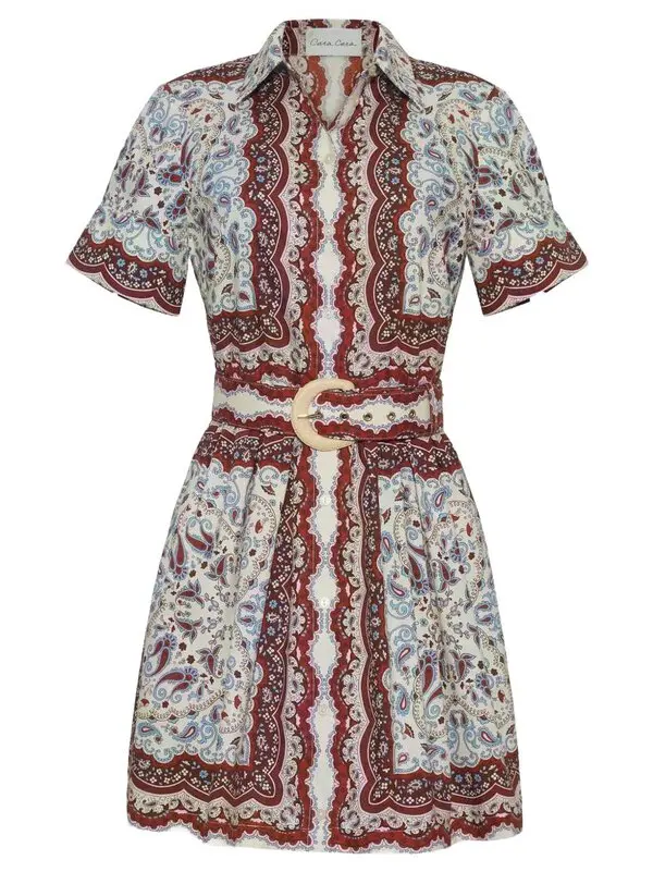 Cara Cara Malena Paisley-print Mini Dress - Neutrals