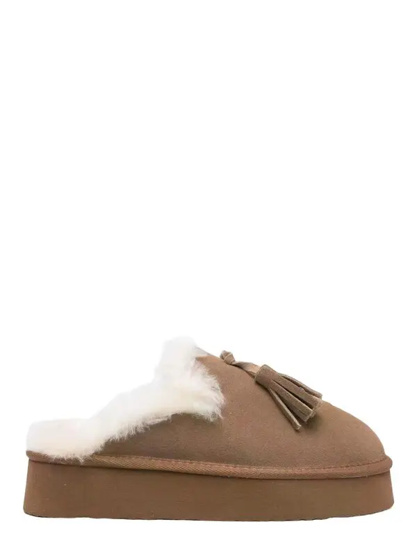 Max & Moi Tassel Embroidered Mules - Brown