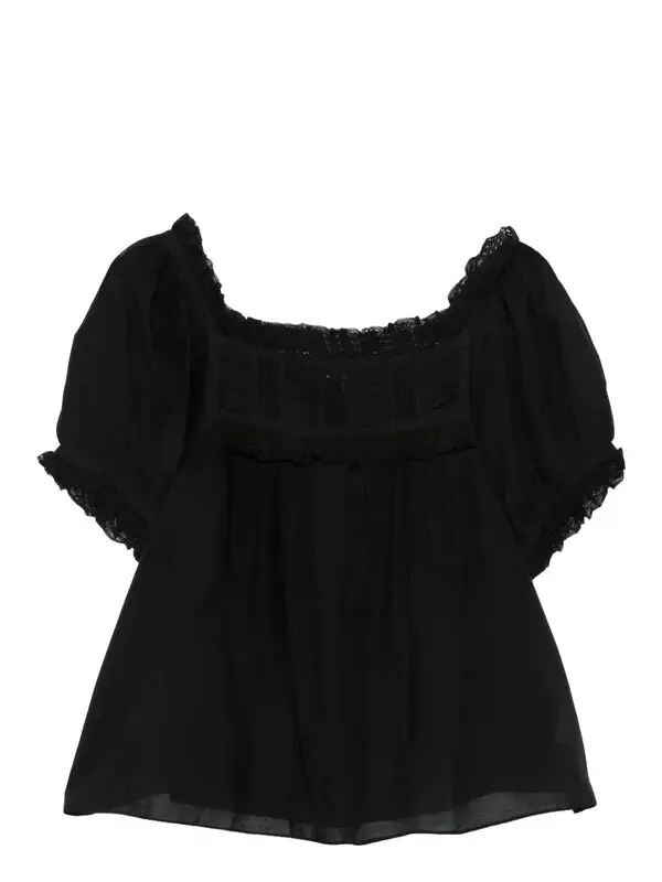 DÔEN Frances Ruffled Top - Black