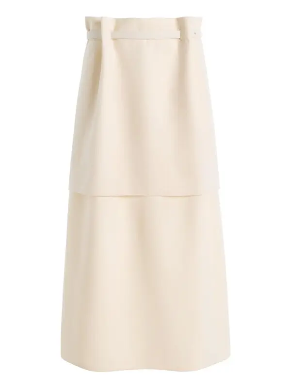 Bevza Belted Double-layer Midi Skirt - Ivory