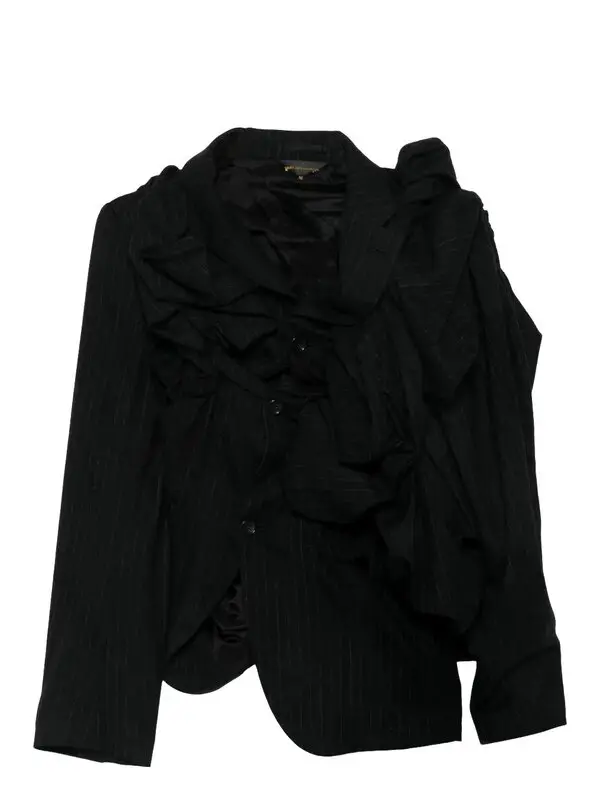 Comme Des Garçons Ruffled Pinstripe Blazer - Grey
